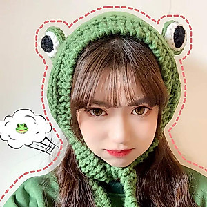 Cnorialy Frog Headband Hat Cute Crochet Knitted Headband Outdoors Big Eye Frog Cap Earflap Ear Protective