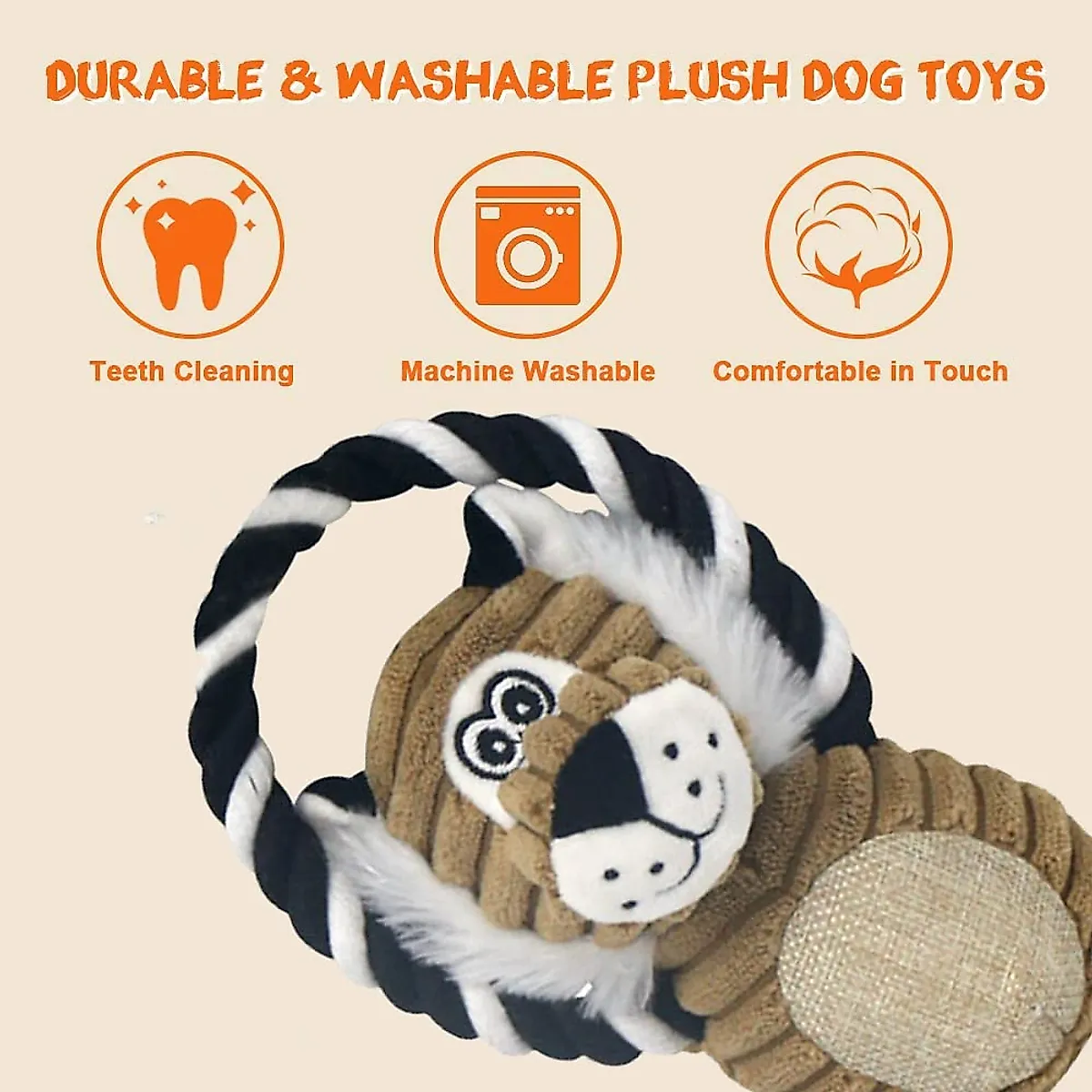 Rope Dog Toys for Aggressive Chewers, Tug of War Dog Toys for Boredom, Interactive Dog Toys to Keep Them Busy, Plush Squeaky Dog Toys for Small Medium Large Dogs