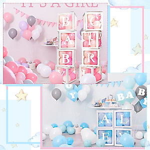 Geyee 8 Pieces Balloon Box Decoration, Transparent Block with 78 Letters/ 3-Sets of A-Z for Bride Shower, Baby Shower, DIY Name Boxes, Wedding Supplies, Birthday Decoration Boxes (White)