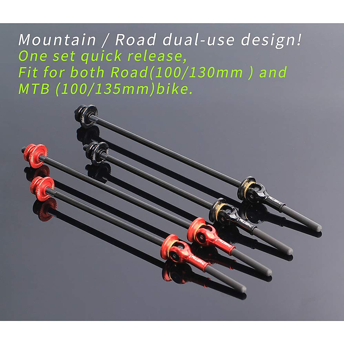 CYCEARTH 40.35g Titanium Bicycle QR Skewer lever MTB Road Bike Wheel Hub Ultralight Ti-Axis Carbon Fiber Handle Quick Release Skewer (Red)