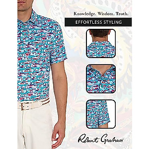 Robert Graham Men AUTO Expo Short Sleeve Knit Polo, Jade, Medium