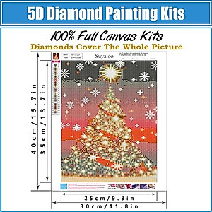 Christmas Tree Diamond Painting Kits for Adults - 5D Diamond Art Kits for Adults Kids Beginner,DIY Round Full Drill Paintings with Diamonds Gem Art for Adults Home Wall Decor Gifts 11.7x15.8inch