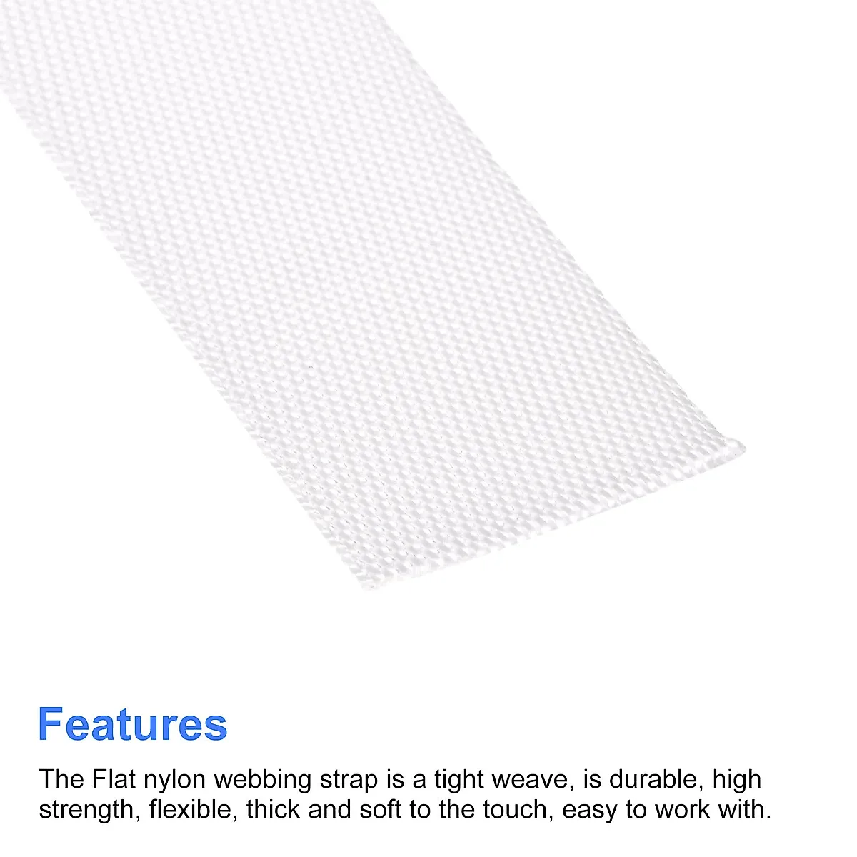 MECCANIXITY Flat Nylon Webbing Strap 1 Inch 15 Yards White for Backpack, Cargo Strap, Luggage-Rack