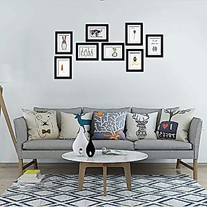 Giftgarden 4x6 Picture Frame Set of 8, Matted to Display 4 x 6 Photo with Mat or 5x7 without Mat for Wall or Tabletop Display, Black