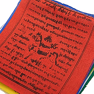 Tibetan Prayer Flags 12cm x 12cm - Outdoor Decoration Hand Printed Flags - Printed in Nepal Wind Horse Flag Affirmation - 5 Rolls