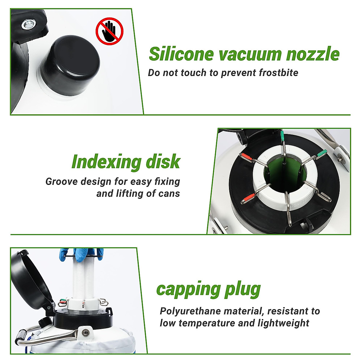 U.S.SOLID 3L Liquid Nitrogen Container LN2 Tank Cryogenic Dewar Semen Flask with Straps 6 Canisters Carry Bag