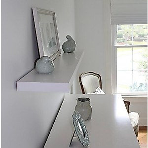 InPlace Durable Shelf with Invisible Brackets - Easy to Install & Remove, Deep Floating Shelves for Wall - MDF Wall Shelf for Living Room & Kitchen - 10.2"D x 23.6"W x 2"H - White - 0191828