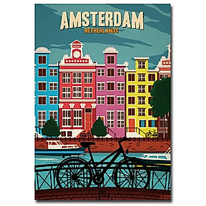Amsterdam Netherlands Travel Vintage Art Refrigerator Magnet Size 2.5" x 3.5"
