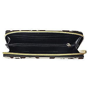 CLOHOMIN Brown Cow Wallet Purse Long Leather Waterproof Cash Card Holder Cute Animal Fur Prints Clutch Purse for Women Girls Holder Zipper Closure Mini Wristlet Coin Bag