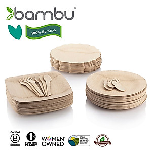 Bambu, Reusable Bamboo Condiment Cups, Natural Wood and Food-Safe Finish, Great for Soy Sauce, Dessert, Sides, and Dipping, Eco Friendly Dish Alternative, 100% Biodegradable - Small, Set of 4