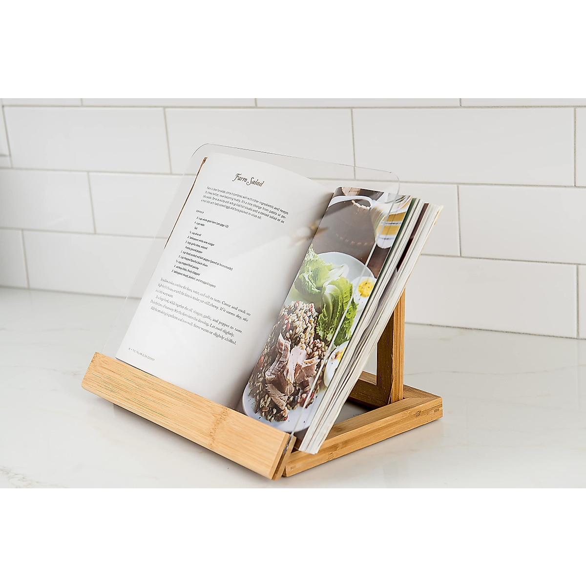 Lipper International 8815 Bamboo Wood and Acrylic Cookbook Holder, 12-1/2" x 9-1/4" x 6-3/4"