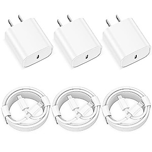 【Apple MFi Certified】 3Pack iPhone 14 13 12 11 Fast Charger,Apple Block USB C Fast Wall Plug with 6ft USB C to Lightning Cable for iPhone14/13/13Pro Max/12/12 Pro Max/11/11Pro Max/XS/XR/X,iPad