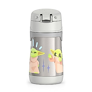THERMOS Vacuum Insulated Stainless Steel 10oz Straw Bottle, THE MANDALORIAN