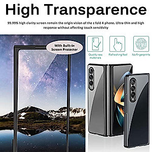 Miimall Compatible for Samsung Galaxy Z Fold 4 Case with Built-in Screen Protector, Hard PC Slim Thin Shockproof Heat Dissipation Shell Anti-Scratch Case Protector Bumper for Z Fold 4 5G 2022(Black)
