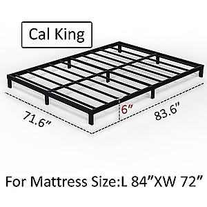 EMODA 6 Inch California King Bed Frames Heavy Duty Metal Cal King Platform with Steel Slats Support, No Box Spring Needed, Noise Free, Black