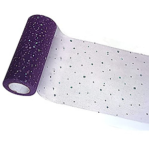Misscrafts Glitter Tulle Rolls Netting Ribbons Tulle Fabric Spool for DIY Wedding Tutu Valentine Wedding Birthday Decor (Purple Sequin 15cm x 25Y)