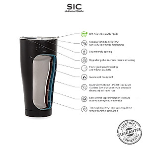 Seriously Ice Cold SIC 30oz Insulated Travel Tumbler Mug, Premium Double Wall Stainless Steel, Leak Proof BPA Free Lid (Stainless Steel)
