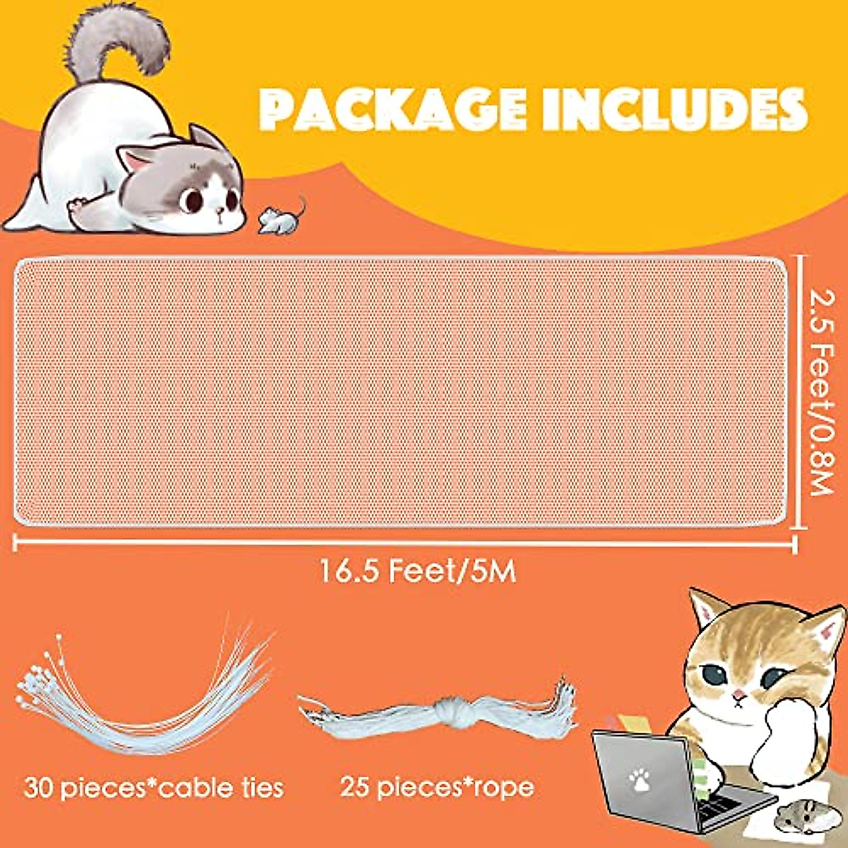 TTEDOYE Cat Balcony Rail Net Cat Anti-Fall Netting Pet Balcony Mesh Fence Net Child Safety Screen Protection Crib Mesh for Pets