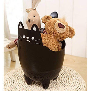 123Arts Cute Cartoon Cat ABS Table Bathroom Trash Can Storage Bucket