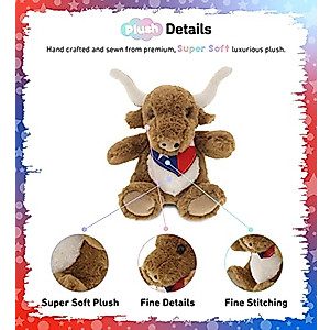 DolliBu Plush Texas Longhorn Stuffed Animal - Soft Plush Huggable Texas Longhorn Plush, Adorable Playtime Plush Toy, Cute Wild Life Cuddle Gifts for Kids & Adults - 8 Inches