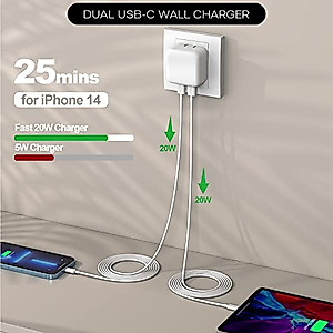 iPhone Charger Fast Charging, 40W Dual USB C Wall Charger [MFi Certified] 2Pack Super Quick Double Port Apple Charger with 10FT Long Lightning Cable for iPhone 14/14 Pro/14 Pro Max/14 Plus/13/12/11/X