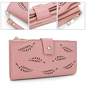 YALUXE Women's Leather Zipper Wallet RFID Blocking Multi Card Holder with Cellphone Pocket Large Capacity