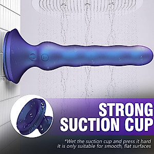 Wave Motion Prostate Massager Anal Vibrator Strong Suction Cup, Remote Control 10 Vibrating 4 Wave Modes, Clitoral G-Spot Stimulator Waterproof Adult Sex Toys for Men Women and Couples (Metal Blue)