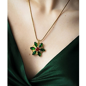 Confede Anastasia Necklace-Lost Princess Inspired Together In Paris Emerald Stone Flower Necklace for Women, Green