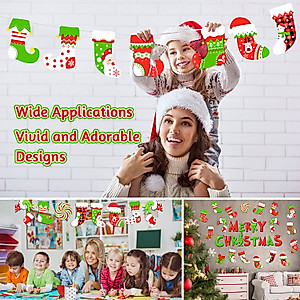 Christmas Stocking Cutouts Bulletin Board Decorations Set, Grinch Merry Christmas Letters, Whoville Christmas Party Supplies for Toddler Kid’s Room Students, Xmas School Holiday Classroom Decor