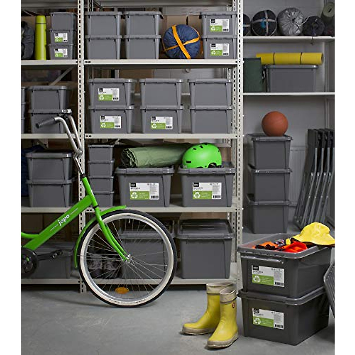 SmartStore - Recycled 31 - Set of 10 Storage Boxes - 100 % Recycled Plastic - Grey - 50 x 39 x 26 cm - 32l