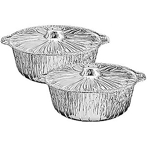 Nicole Fantini Disposable Aluminum Pot With Lid Complete Set Good to use on Stove (3, Small: 3.5Qrtz: 9X5 (LXH)), Silver