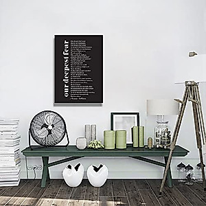 Our Deepest Fear Wall Art For Office Artwork Wall Decor Modern Poster Quote Pictures Canvas Framed Poems Print Inspirational Art Painting Black Decoration Framed (16x24inch)