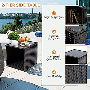 JOMEED 10-Pieces Patio Furniture Sets Rattan Wicker Outdoor Sectional Furniture Set Conversation Sofa Set with Table & Thick Cushion (10-Pieces Beige)