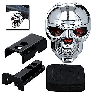 Light-Up Red Eye Skull Trailer Hitch Receiver Cover Brake Tail fits 2" or 1-1/4" Hitches w/4-pole Plug