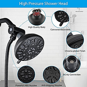 7-spray High-Pressure Shower Head with Handheld Spray Combo, 5-inch Face Rain Shower, 3-way Water Diverter, Adhesive Shower Head Holder, Hand Shower with 59 Inch Hose, Oil-rubbed Bronze
