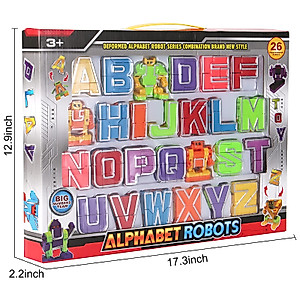 26 Pieces Alphabet Robot Toys for Kids Alpha-Bots Transformers ABC Letters Learning Toys, Toddlers Education Toy, Preschool Montessori Toy, Classroom Prizes Party Favors