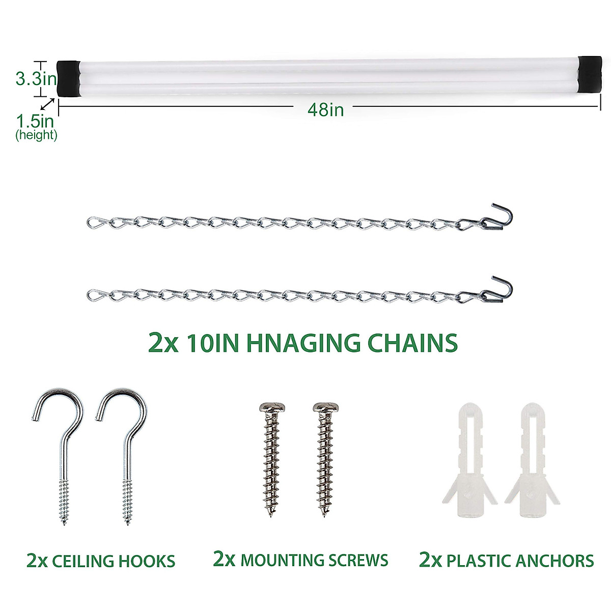 BBOUNDER 4 Pack Linkable LED Utility Shop Light, 4 FT, 4000 LM, 48 Inch Integrated Fixture for Garage, 40W Equivalent 250W, 5000K Daylight, Surface + Suspension Mount, Black