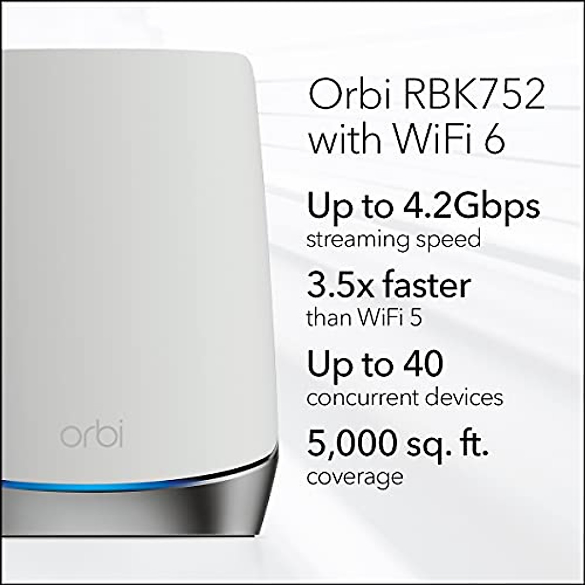 NETGEAR Orbi Whole Home Tri-band Mesh WiFi 6 System (RBK752) – Router with 1 Satellite Extender | Coverage up to 5,000 sq. ft., 40 Devices | AX4200 (Up to 4.2Gbps)