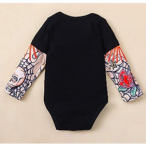 stylesilove Infant Baby Boys Girls Printed Romper Tattoo Sleeve Cotton Bodysuit Holiday Halloween Outfit (Did 9 Months On The Inside, 60/0-3 Months)