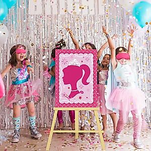 Pink Girls Birthday Decorations Pin The Crown on The Princess Doll Disco Bachelorette Birthday Party Decoration for Pink Girls Doll Theme Party Western Cowgirl Birthday Bridal Shower