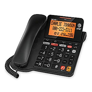 AT&T CD4930 Corded Phone with Digital Answering System and Caller ID, Extra-Large Tilt Display & Buttons, Black