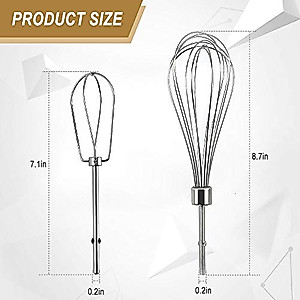Cenipar W10490648&KHMPW- KHM2B W10490648 Hand Mixer Turbo Beaters(2 Pack) & KHMPW Stainless Steel Pro Whisk(2 Pack) Fit for KHM512BM KHMPW KHM2B