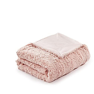 COZYART Faux Fur Throw Blanket for Couch - 50"x60" Pink Super Soft Plush Luxurious and Elegant with Comfy Reversible Microfiber Fluffy Blankets and Throws for Bed Home Decorative
