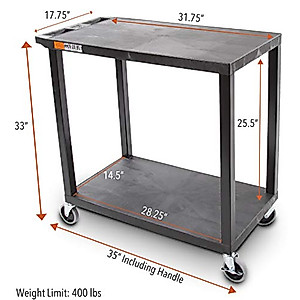 Original Tubstr - Flat Top Utility Cart - Heavy Duty, Supports up to 400 lbs - Flat Shelf Multipurpose Cart Perfect for Home, Garage, Catering, Warehouse and More (2 Shelf / 35x18)