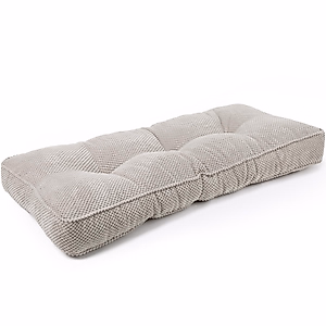 RULAER Tufted Bench Cushion Indoor 42x16x4 inch Extra Thick Soft Bench Cushion Non-Slip Durable Patio Cushions for Outdoor Furniture Double Piping Bench Chair Pad, Gray