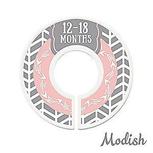 Modish Labels Baby Clothes Size Dividers, Baby Closet Organizers, Size Dividers, Baby Closet Organizers, Closet Dividers, Clothes Organizer, Girl, Woodland, Arrows, Tribal, Pink, Grey, Gray (Baby)