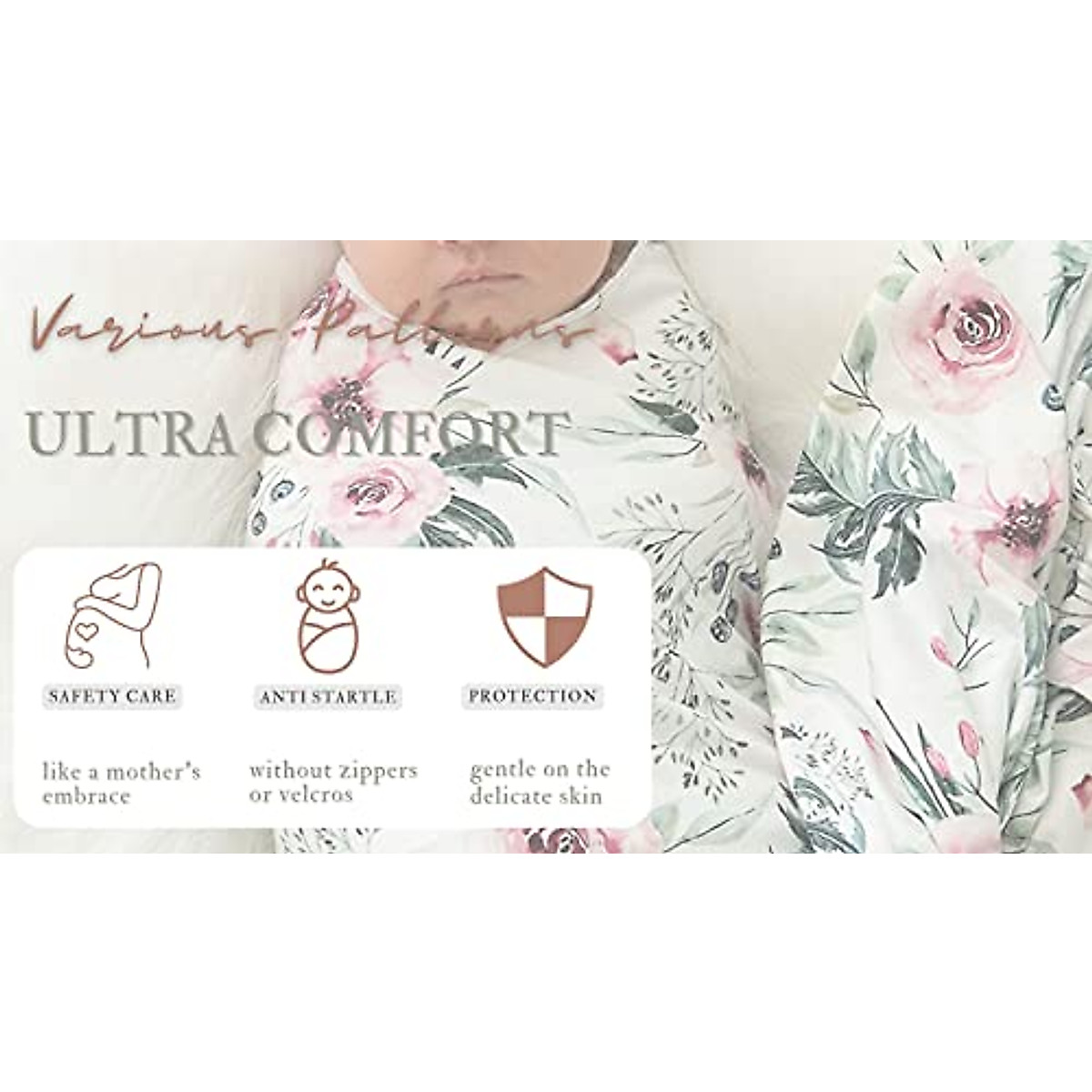 Terriboo Newborn Receiving Blanket and Headband Set Flower Print Baby Swaddle Wrap Floral (Pink)