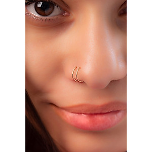 LAOPAZ Spiral Nose Piercing - 14k Gold Filled Spiral Twist Nose Ring - 20G Spiral Nose Jewelry - One Piercing Double Nose Hoop…