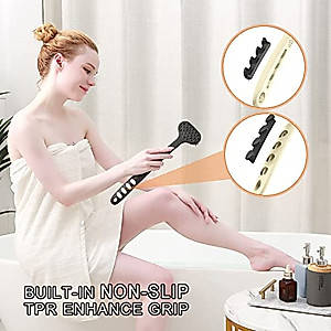 Bath Body Brush with Soft Bristles,Non-Slip Handle Built-in TPR Enhance Grip,15 in Long Handle Gentle Exfoliation Improve Skin's Health and Beauty for Women Men Shower Brushing (Black)