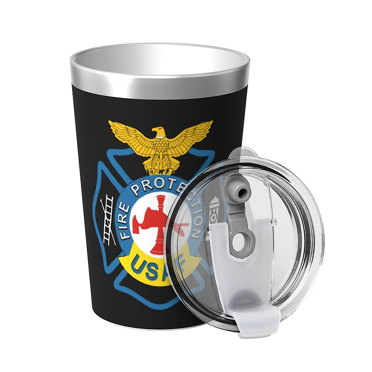Usaf Fire Protection Insulated Stainless Steel Tumbler 12 Oz Thermos Come With Straw Leak-Proof Travel Mug Cup